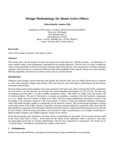 Design Methodology For Shunt Active Filters
