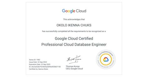 Ikenna Chuks Okolo Msc On Linkedin Professional Cloud Database