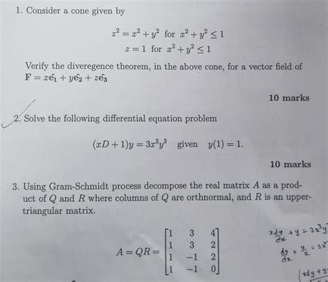 Solved Consider A Cone Given Byz2x2y2 ﻿for X2y2≤1z1 ﻿for
