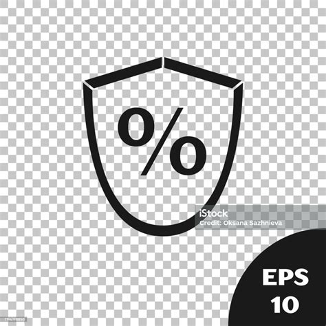 투명 한 배경에 격리 된 검은 대출 퍼센트 아이콘 보호 쉴드 기호입니다 신용 비율 기호입니다 벡터 일러스트레이션 금융에 대한 스톡 벡터 아트 및 기타 이미지 Istock