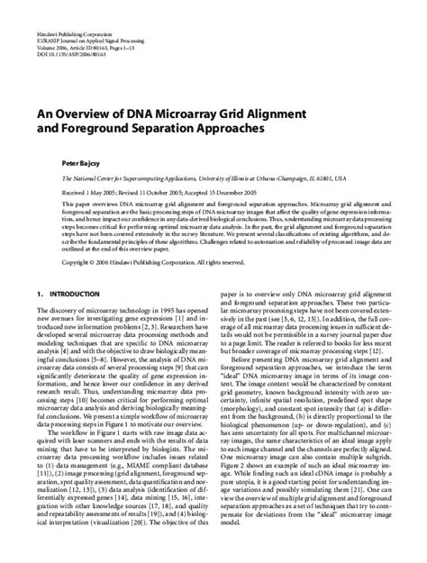 Pdf An Overview Of Dna Microarray Grid Alignment And Foreground Separation Approaches