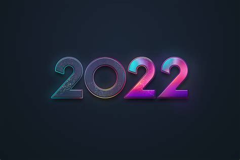 어두운 배경에 컬러 번호 2022 현대적인 디자인 2022 년 새해 복 많은 년 디자인 템플릿 사이트에 대한 헤더 포스터 새해 카드 전단지 3d 일러스트레이션 3d 렌더링