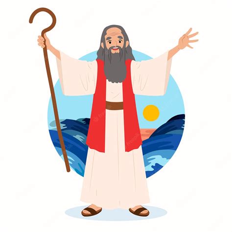 Biblical Shepherd With Staff Religious Illustration For Worship