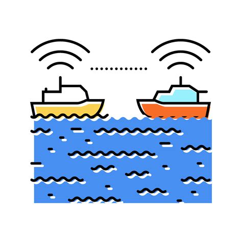 Ship Collision Avoidance Systems Color Icon Vector Illustration