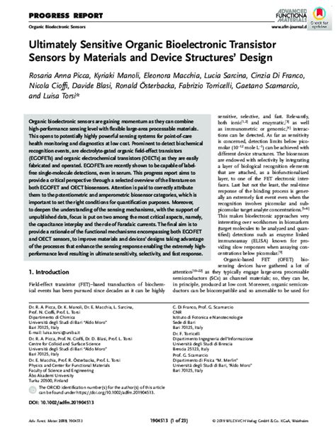 Pdf Ultimately Sensitive Organic Bioelectronic Transistor Sensors By Materials And Device