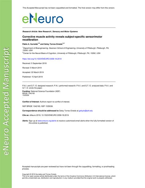 Pdf Corrective Muscle Activity Reveals Subject Specific Sensorimotor Recalibration