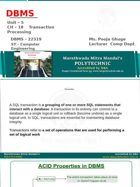 Dbms Unit 5 Ch 18 Pdf Database Transaction Databases