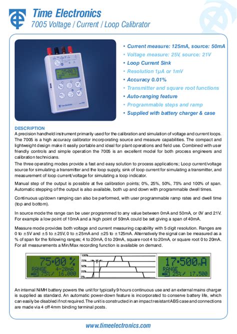 Time Electronics Specifications