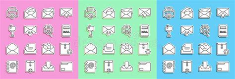 Set Line Document Folder Envelope Setting Mail Box And Check Mark
