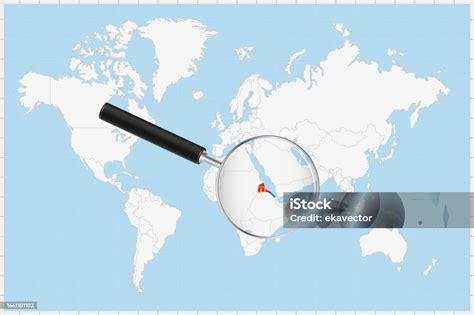Magnifying Glass Showing A Map Of Eritrea On A World Map Stockvectorkunst En Meer Beelden Van