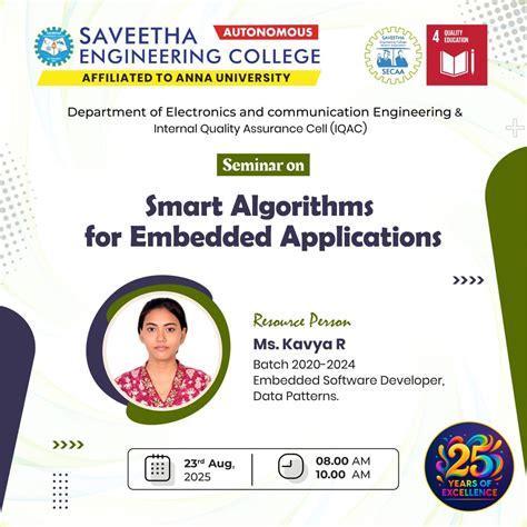 Smart Algorithms For Embedded Applications Saveetha Engineering College