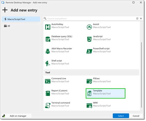 Add A Template As A Custom Tool Devolutions Documentation