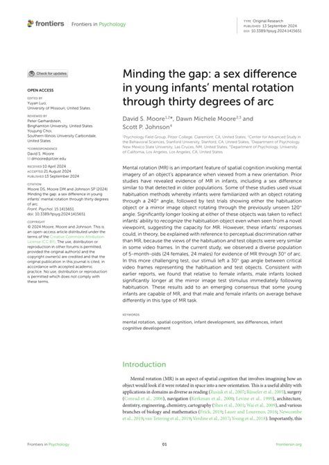 Pdf Minding The Gap A Sex Difference In Young Infants Mental Rotation Through Thirty Degrees