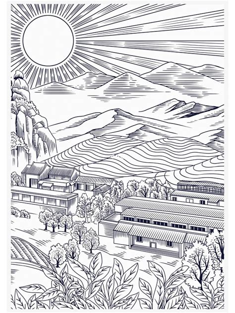 版画风格茶叶包装插画设计 花瓣网