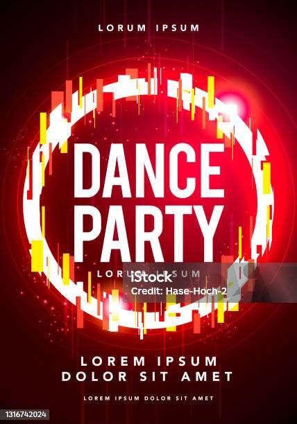 벡터 일러스트 댄스 파티 포스터 결함 효과가 있는 미래형 전단지 템플릿 음악에 대한 스톡 벡터 아트 및 기타 이미지 음악 나이트클럽 포스터 Istock