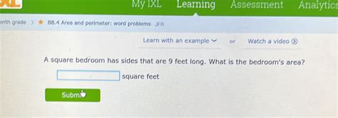 Solved My Ixl Learning Assessment Analytics Enth Grade Bb 4 Area And Perimeter Word Problems