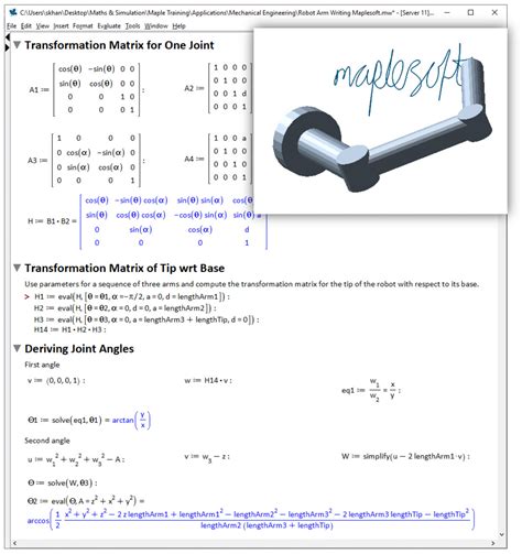 Download The Maple Application Robot Arm Writing “maplesoft”