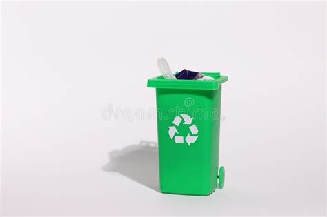 Green Recycling Bin Recycle Trash Comtainer Isolated Stock Image