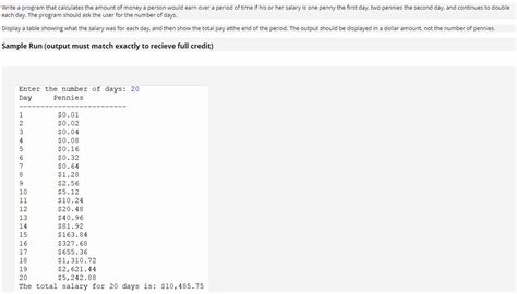 Solved Write A Program That Calculates The Amount Of Money A