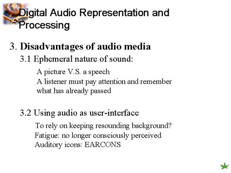 Digital Audio Representation And Processing