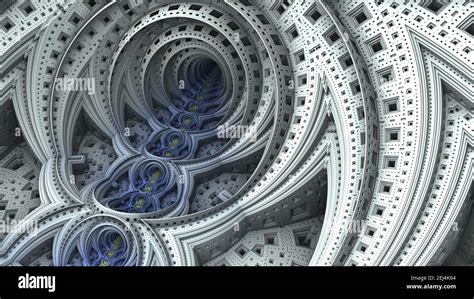 Bizarre 3d Fractal Background With Recursive Structures And Shapes