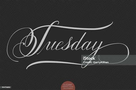 손으로 그려 화요일 레터링 우아한 현대 필기 서 예 잉크 그림 벡터 어두운 배경에 타이 포 그래피 포스터입니다 카드 초대장 인쇄 등 개념에 대한 스톡 벡터 아트 및 기타