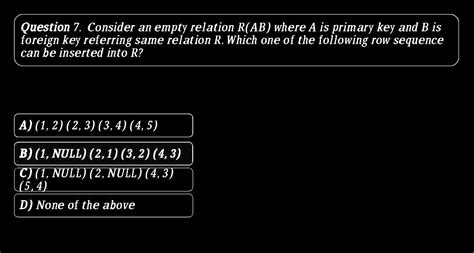 Solved Question Consider An Empty Relation R AB Where A Chegg Com