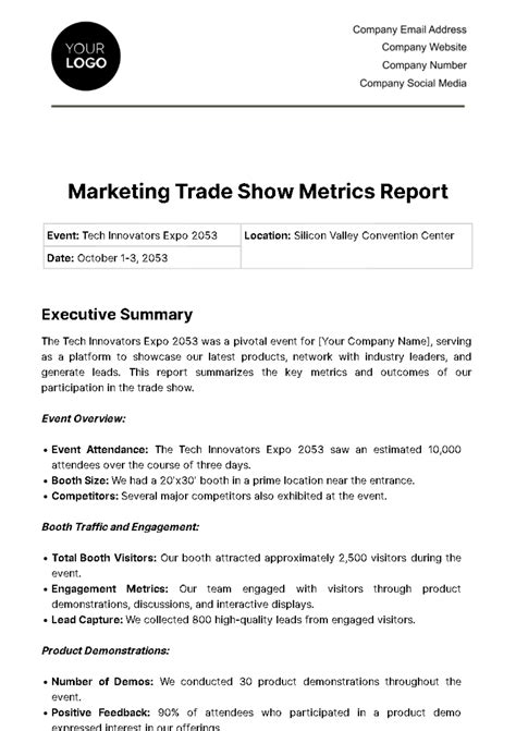 Free Marketing Trade Show Metrics Report Template To Edit Online