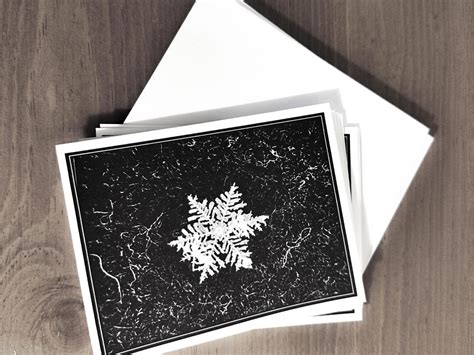 Black And White Photo Notecards With Original Snowflake Photograph
