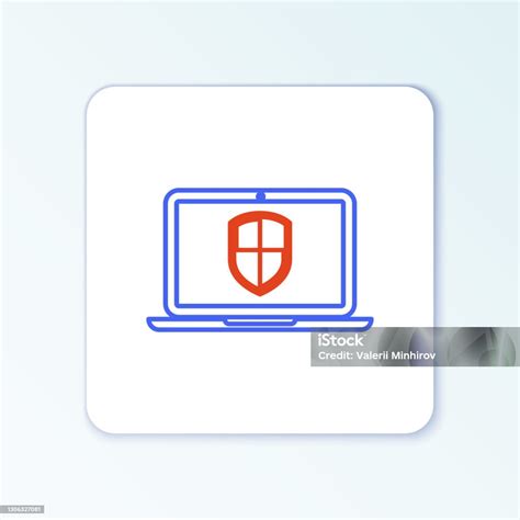 흰색 배경에 격리된 쉴드 아이콘이 있는 라인 서버입니다 공격에 대한 보호 네트워크 방화벽 라우터 스위치 또는 서버 다채로운 개요 개념 벡터 개념에 대한 스톡 벡터 아트 및