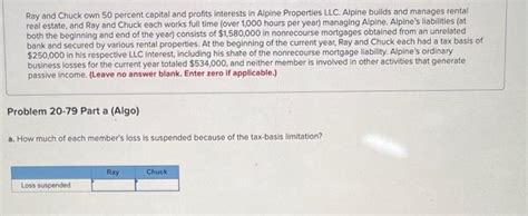 Solved Ray And Chuck Own 50 Percent Capital And Profits