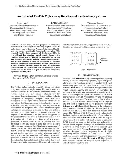 Pdf An Extended Playfair Cipher Using Rotation And Random Swap Patterns