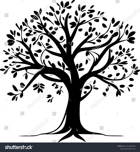 Tree Life Black White Vector Illustration Stock Vector Royalty Free Shutterstock