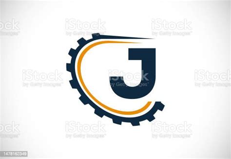 기어가 있는 이니셜 J 알파벳 기어 엔지니어 로고 디자인 자동차 기계 기술 설정 수리 사업 및 회사 정체성에 대한 로고 강철에 대한 스톡 벡터 아트 및 기타 이미지 Istock