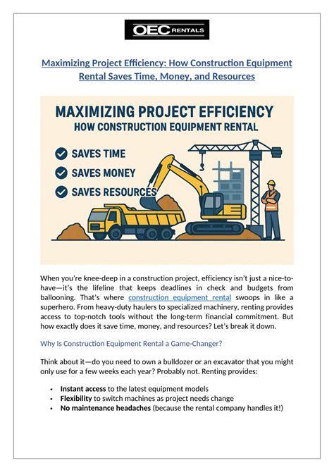 Ppt Maximizing Project Efficiency How Construction Equipment Rental Saves Time Money And
