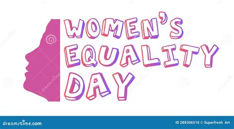Women Equality Day Text Calligraphy With Female Silhouette Empowered