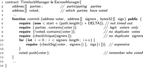 Pseudocode Fragment For Timelock Contract Voting Some Details Omitted