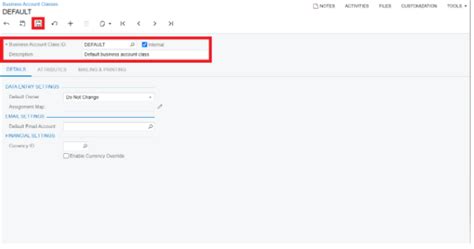 How To Create A Business Account Class In Acumatica Germinit Innovation