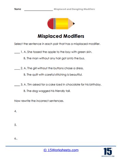 Dangling Modifiers Worksheets 15 Worksheets Library