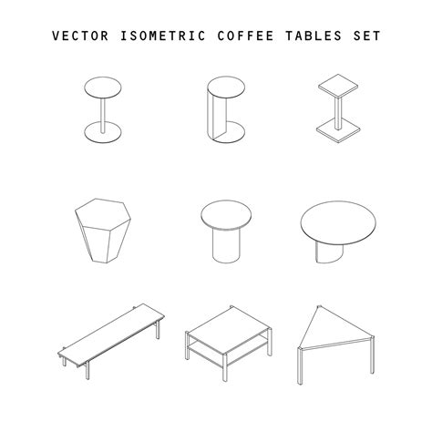 Vector Isometric Coffee Tables Set