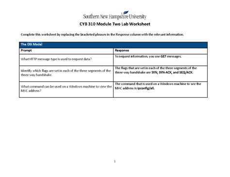 Cyb 310 Module 4 Lab Worksheet Network Intrusion Detection Analysis