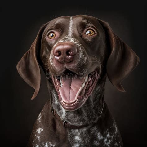 Cute Portrait The Pointers German Shorthaired Dog Isolated On White