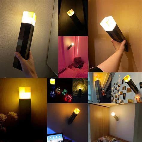 Minecraft Game Torch Wall Lamp Desk Night Light Bedroom Led Rechargeable Battery £22 01