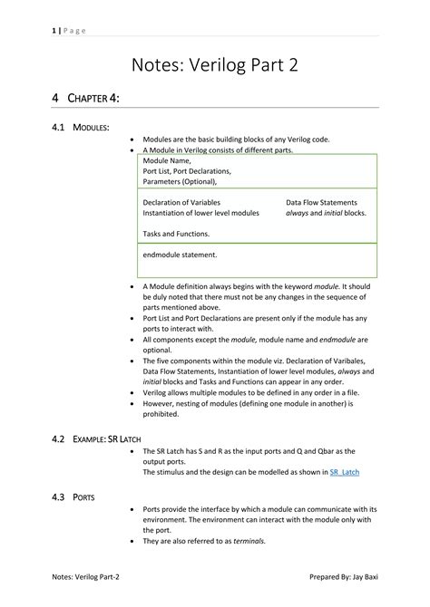 notes verilog part 2 modules and ports structural modeling gate