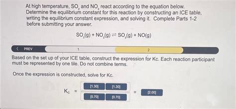 at high temperature so2 and no2 react according to