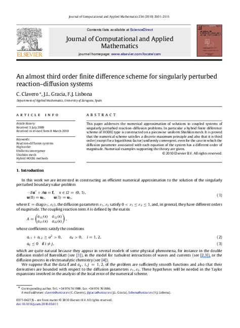 Pdf An Almost Third Order Finite Difference Scheme For Singularly