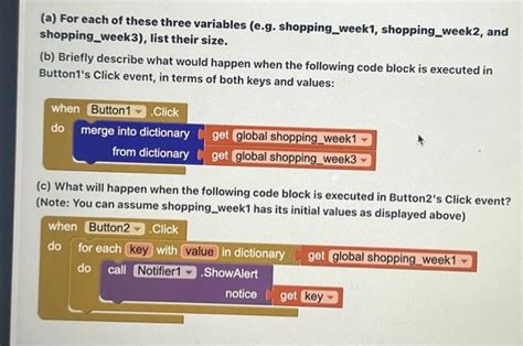 [solved] consider the following variables and their values