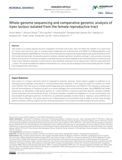 Pdf Whole Genome Sequencing And Comparative Genomic Analysis Of Irpex Lacteus Isolated From