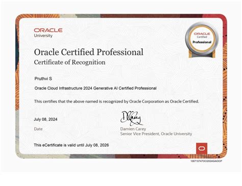 Pruthvi S On Linkedin Pruthvis Generativeai Cloudcomputing Oraclecloud Ocicertification