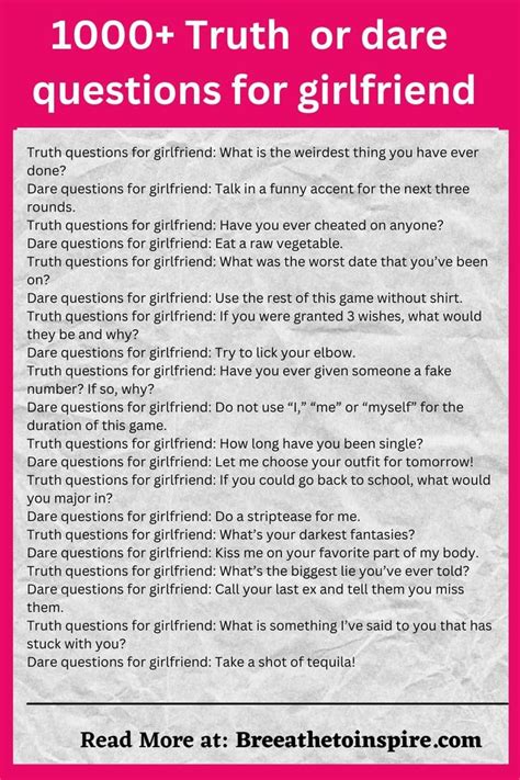 Truth Or Dare Questions For Girlfriend In 2023 Dare Questions Truth Or Dare Questions Truth